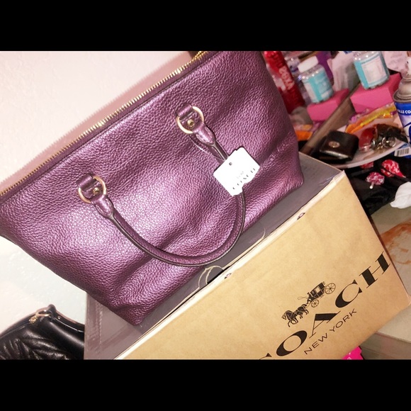 Coach | Bags | Coach Metallic Raspberry Pebbled Leather | Poshmark